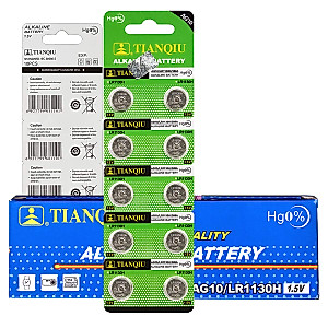 Tianqiu 50 X AG10 LR1130 389 SR1130SW Alkaline Battery