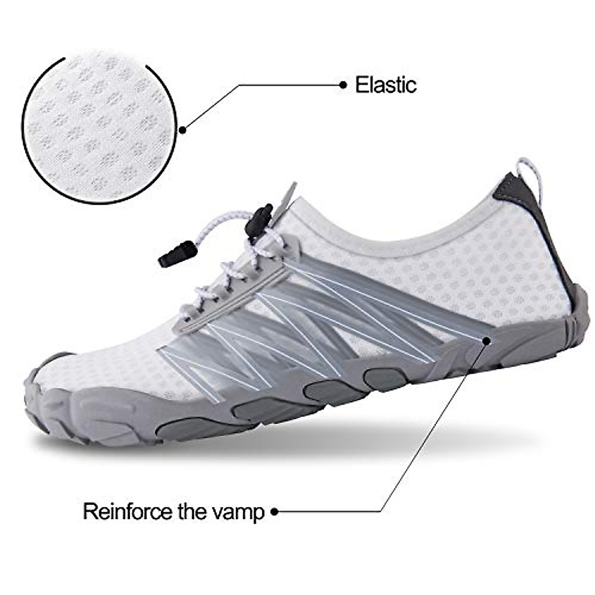 SEEKWAY Water Shoes Sports Quick-Dry Barefoot Aqua Beach Pool Lake Swim Boating Hiking Surfing Men Women 407-White SP001