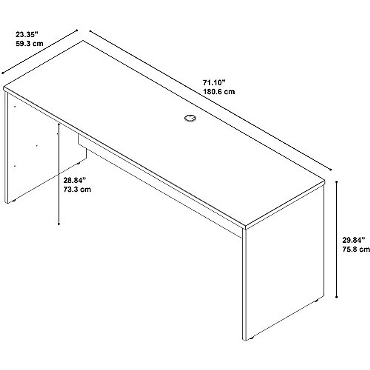Bush Business Furniture Series C 72W x 24D Credenza Desk in Natural Cherry