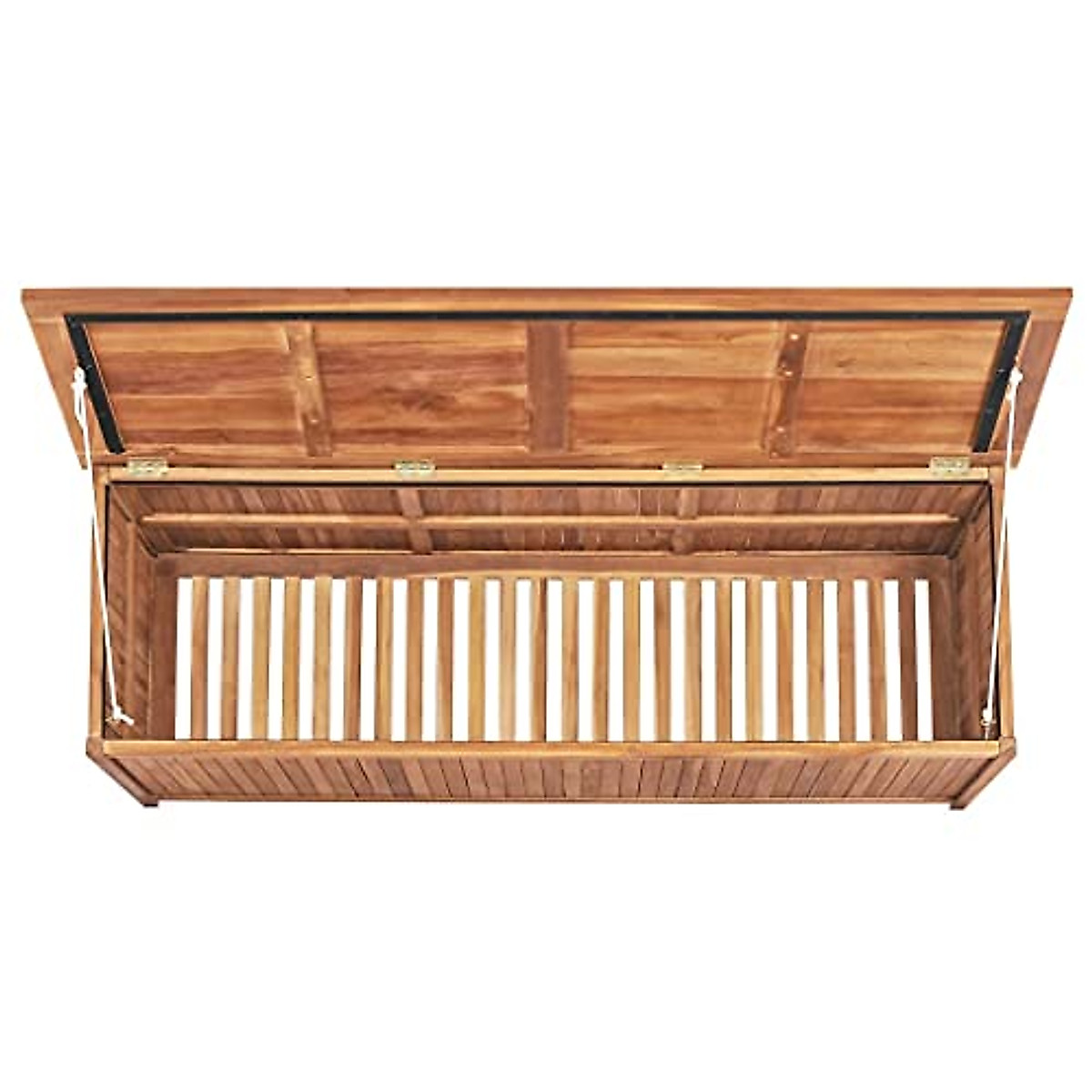 GOTOTOP Deck Box in Solid Teak Wood, Wooden Patio Storage Box Container, Garden Backyard Storage Bench for Outdoor Cushions Garden Tools,59.1"x19.7"x22.8"