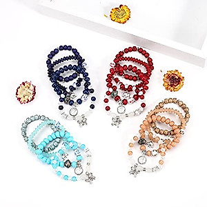 Twinfree Bohemian Bracelets Set for Women, Stackable Boho Stretch Multilayer Colorful Stack Beads Bracelet, Girl Hippie Stretchy Beaded Handmade Angel Wings Charm Ladies 8 Pack