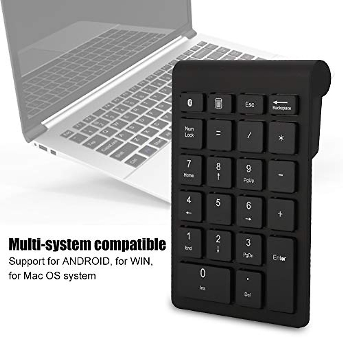 22 Keys Wireless Numeric Keypad Portable Mini Keyboard Number Pad Ultrathin Numeric Keyboard Numpad for Laptop Desktop Computer PC (Black)