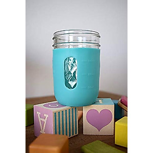 Mason Bottle Silicone Sleeve: Fits Any 8 Ounce Regular-Mouth Mason Jar, Extra Grip and Protection, Non-Toxic, Dishwasher Safe, Made in The USA (Agave Color)