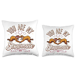 Sloth Valentines Day Gifts You Are My Slowmate Sloth Valentines Day Throw Pillow, 18x18, Multicolor