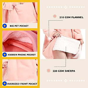 Beauty Shine Oversized Wearable Blanket Hoodie with Zipper, Women and Men Sherpa Blanket, Kangaroo Pocket, Pullover for Adults Fits All(Soft Pink,Original)