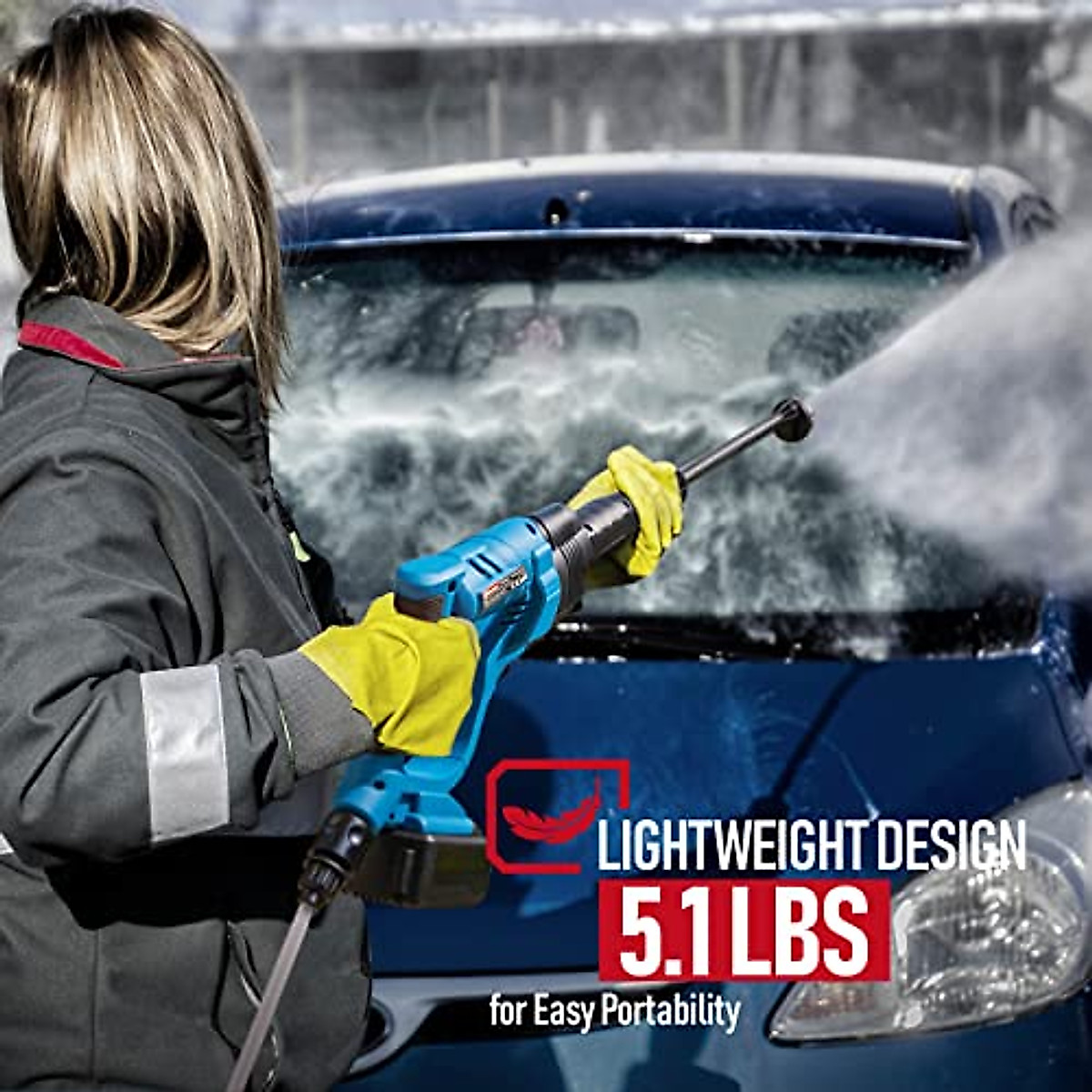 Enhulk Pressure Washer Cordless, Peak 380 PSI Portable Power Cleaner with 20V 4.0Ah Battery, 6-in-1 Nozzle, Soap Applicator, Brush, 13ft Suction Height for Outdoor Wall Floor Window Cleaning