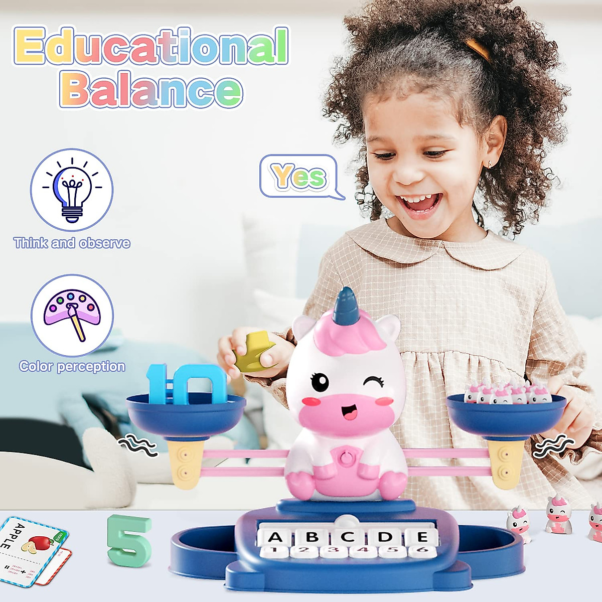 HOPEEYE Unicorns Kindergarten Preschool Learning Activities Math Counting Matching Letter Toys - Toddler Educational Toys for 3 4 5 6 7 Year Olds Girls Birthday Gift Games for Kids Ages 5-7 3-5