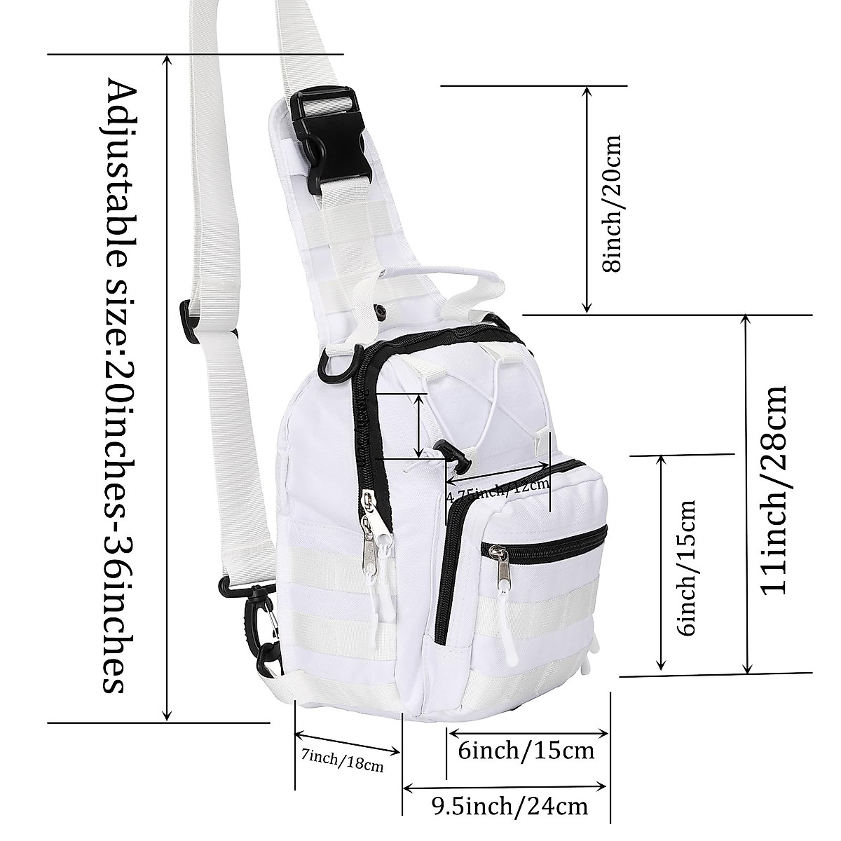 flipfit Tactical Shoulder Bag, Military Every Day Carry Sling Bag, Outdoor Portable Shoulder Pack For Men Women（White