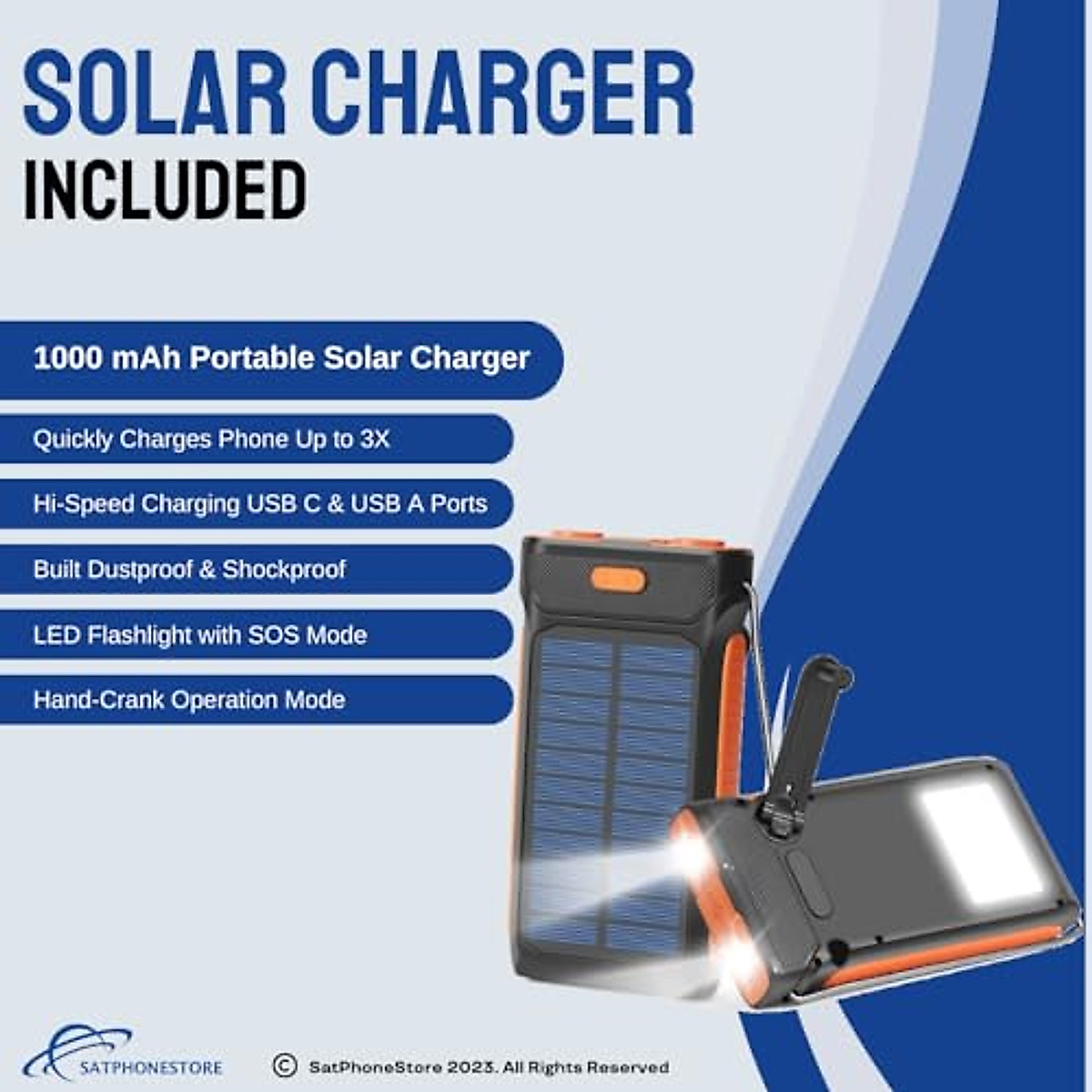 SatPhoneStore Iridium 9575 Extreme Satellite Phone Hiker Package with Solar Charger, Protective Case and Prepaid 200 Minute SIM Card Ready for Easy Online Activation