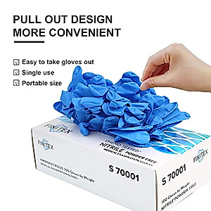 FINITEX Nitrile Disposable Medical Exam Gloves - 4 mil Powder-free Stretch Latex-Free Blue Gloves 1000 PCS For Examination Home Cleaning Food Gloves (1000, Small)