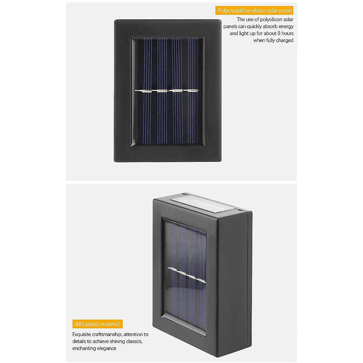 LOOCOO 2 LED Solar Wall Light UP and Down Illuminate Outdoor Sunlight Sensor Lamp IP65 Waterproof Modern Nordic Style Decor for Home Garden Porch