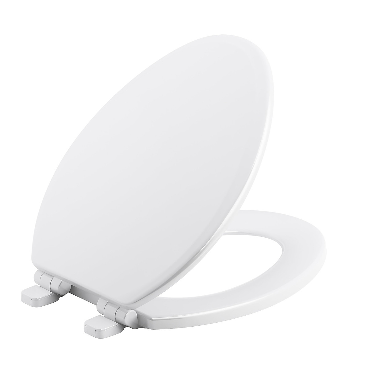 KOHLER 20454-0 Ridgewood Quiet-Close Elongated Toilet Seat, Compression-Molded Wood Toilet Seat, Soft Close Toilet Seat, White