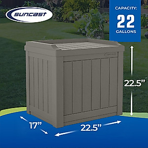 Suncast 22 Gallon Indoor or Outdoor Backyard Patio Small Storage Deck Box with Attractive Bench Seat and Reinforced Lid, Stone (4 Pack)