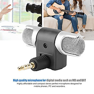 ASHATA Mini Microphone, 3.5mm Jack Mini Mic Digital Stereo Microphone Portable Professional Handheld External Microphone Angle Adjustable for Mobile Phone, PC and Recorder