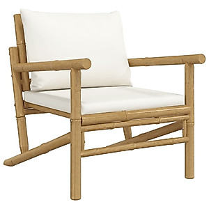 FAMIROSA Patio Chairs 2 pcs with Cream White Cushions Bamboo,19.5 KG,363462