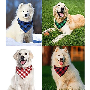 Birthday Plaid Dog Bandana with Button, Dual Layer Scarf Soft Cotton Triangle Bib Girls and Boys Kerchief Adjustable Accessories for Small Medium Large Extra Large Dog Puppy Pet Cat