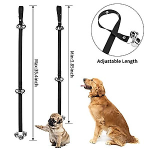 JEXCULL Dog Doorbell for Training, Adjustable Puppy Doorbells Premium Doggy Train Tools Pet Supplies with 7 Loud Doorbells & 3 Snaps for Small, Medium, Large Dogs Go Outside, Black