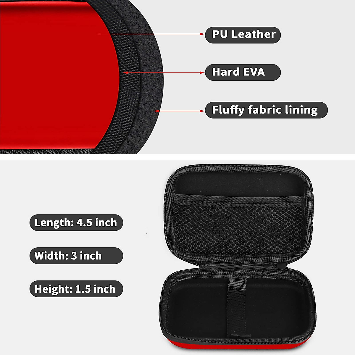 Hard Carrying Case for Nintendo Game & Watch, Protective Storage Organizer Cases Compatible with Game & Watch:Super Mario Bros,The Legend of Zelda,Extra Mesh Pocket for Charging Cables,Red