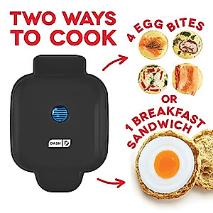 DASH Deluxe Sous Vide Style Egg Bite Maker with Silicone Molds for Breakfast Sandwiches, Healthy Snacks or Desserts, Keto & Paleo Friendly, (1 large, 4 mini) - Black