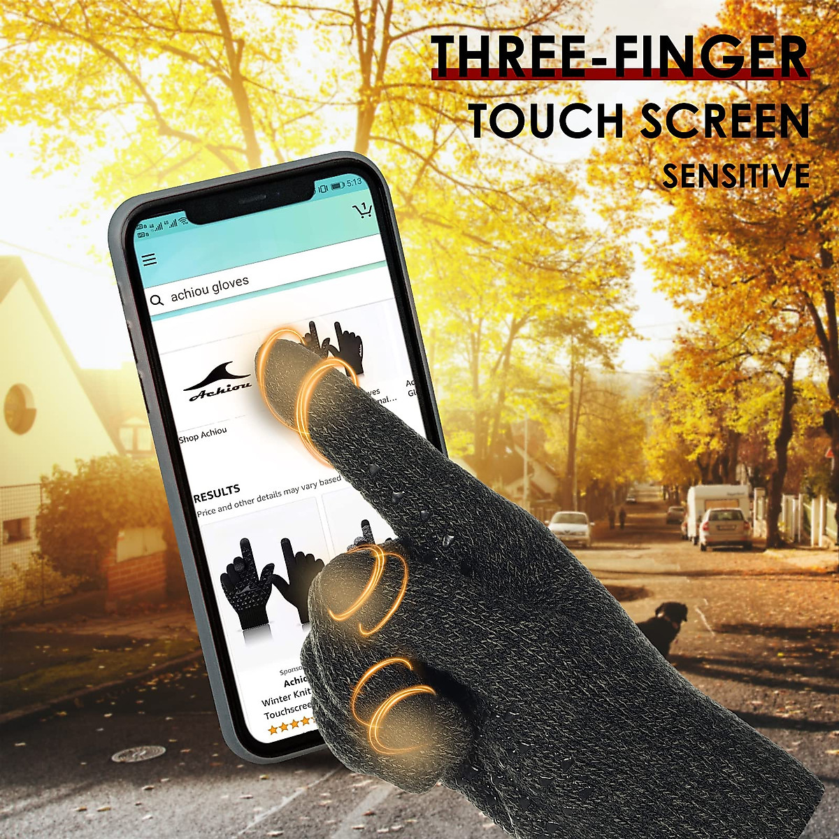 Achiou Winter Gloves for Men Women, Touch Screen Texting Warm Gloves with Thermal Soft Knit Lining,Elastic Cuff