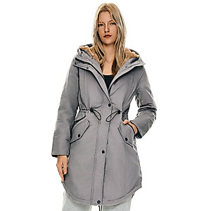 Orolay Women's Thicken Fleece Lined Parka Winter Coat Hooded Jacket with Pockets Brushed Nickel XL