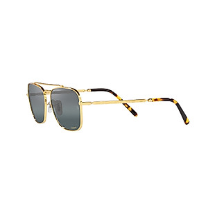 Ray-Ban RB3636 New Caravan Square Sunglasses, Legend Gold/Polarized Clear Gradient Dark Blue, 58 mm
