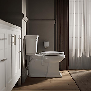 KOHLER Stonewood Toilet Seat, Quiet-Close Elongated, Slow Close, Wooden Toilet Seat