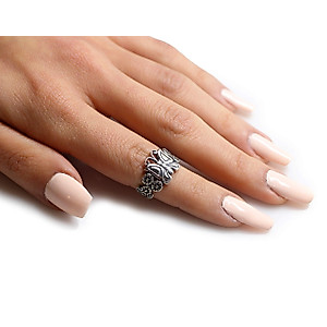 CloseoutWarehouse 925 Sterling Silver Butterfly Flower Forever Ring Size 8