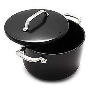 GreenPan GP5 Hard Anodized Advanced Healthy Ceramic Nonstick, 8QT Stock Pot with Insulated Lid, PFAS-Free, Induction, Dishwasher Safe, Oven & Broiler Safe, Black