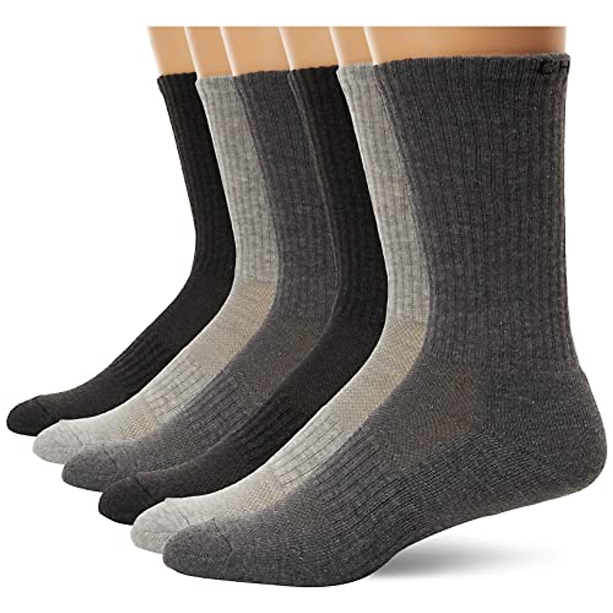 Chaps Men's Cushioned Repreve Athletic Socks-6 Pair Pack-Running Breathable Front Mesh and Arch Support, Crew-Gray Heather, 6-12