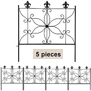 MIXXIDEA Garden Fence Animal Barrier Decorative Border Fencing 24.2 in x 10ft, Black – 5 Pieces
