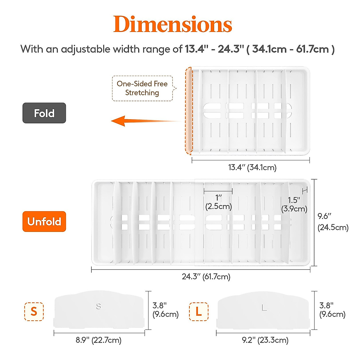Lifewit Lid Organizers for Cabinet Adjustable, Extra Large 13-24" Food Storage Container Lid Divider with 8 Inserts & 21 Compartments, Plastic Lid Holder Inside Cabinet in Kitchen/Pantry Organization