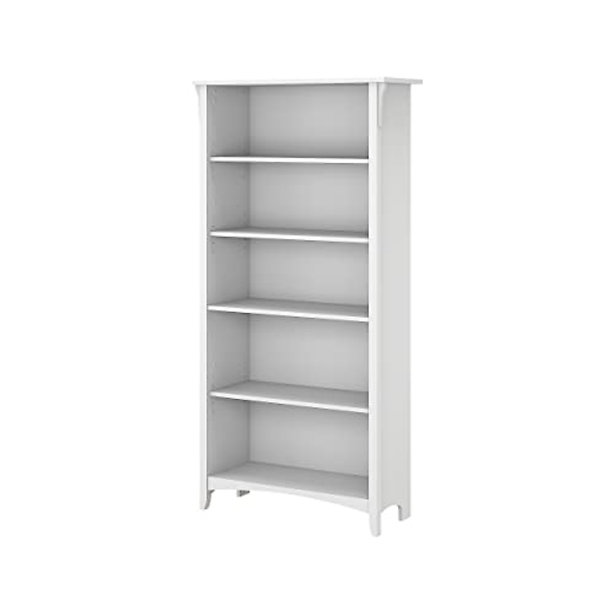 Bush Furniture Salinas Tall 5 Shelf Bookcase in Pure White and Shiplap Gray | Distressed Style Book Case | Bookshelf for Bedroom, Living Room & Pantry | Tall Bookcase | Book Shelf for Bedroom