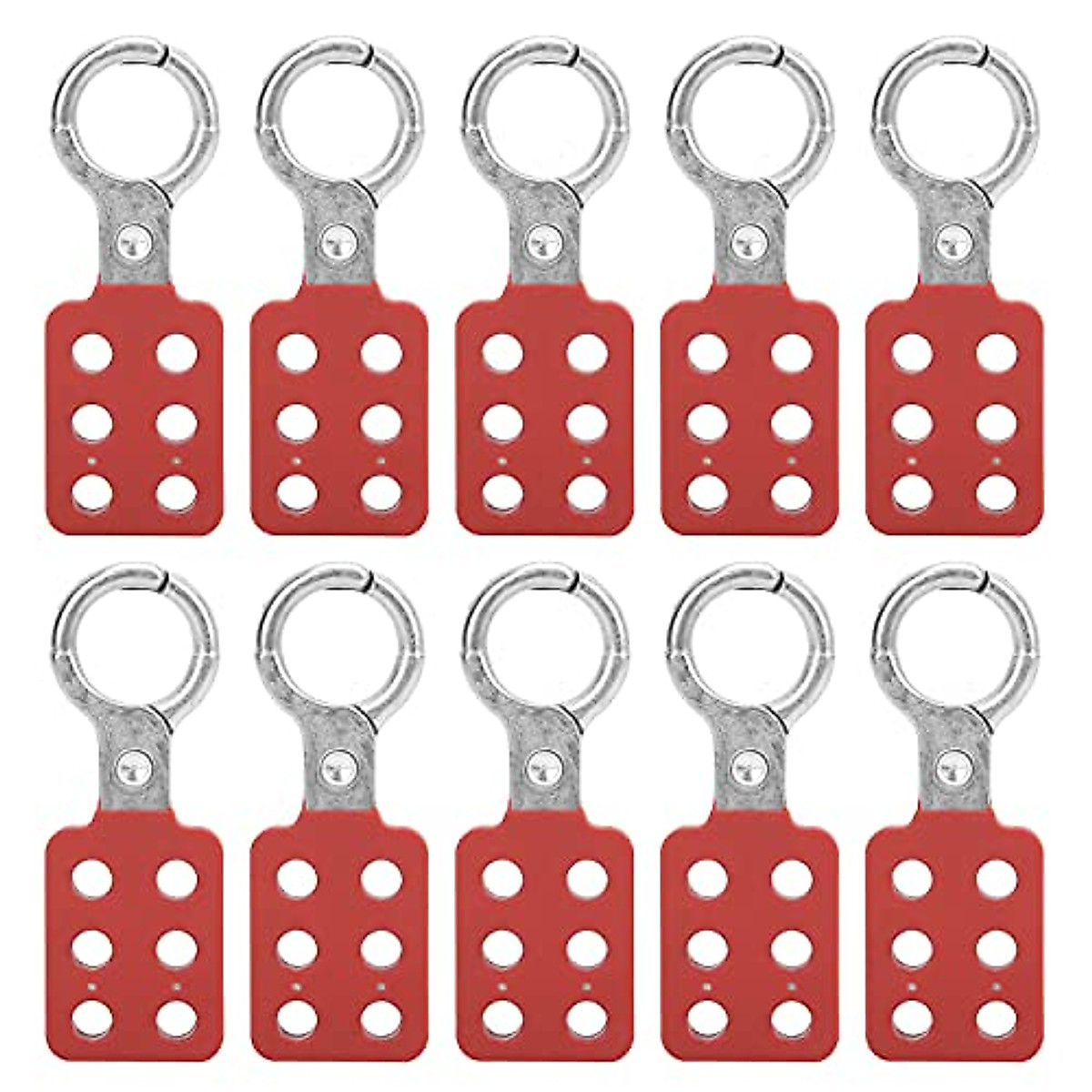 Sonew 10pcs Lockout Tagout Hasp, Safety Aluminium Insulation Padlock Hasp for Multiple Management, Insulated Lock Hasp with 6 Holes Interlock, 1in Inside Jaw Diameter