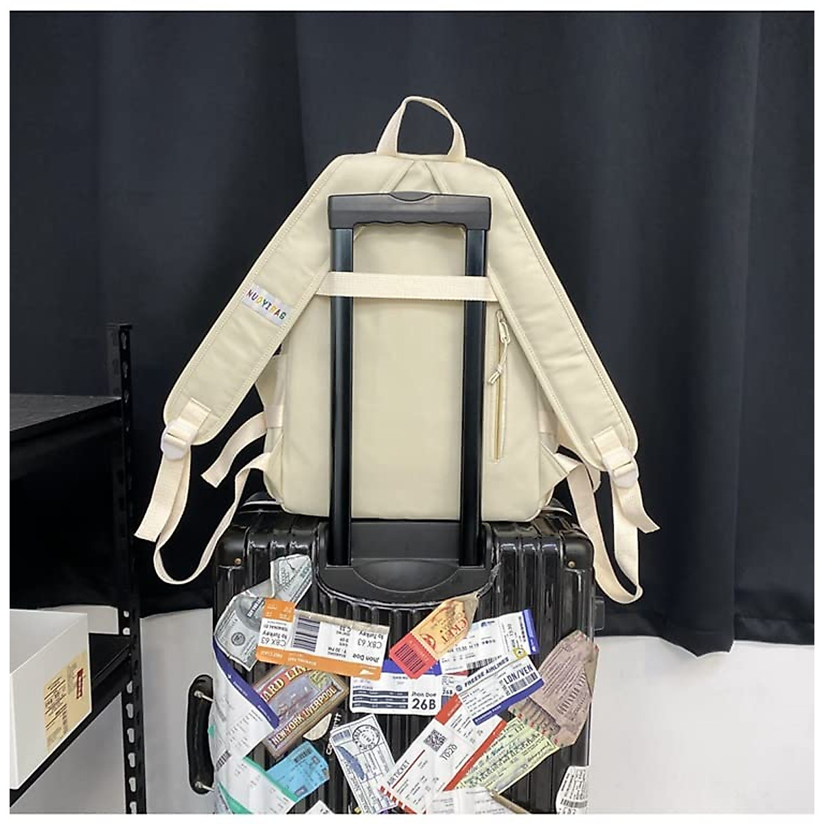 Kawaii Japanese style element featured Backpack for Teens with School Bag free Charms and Laptop Compartment backpack (Black), 30*12*42