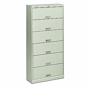 HON 6-Shelf Filing Cabinet - 600 Series Metal Pull Shelf File, Light Gray (H626)