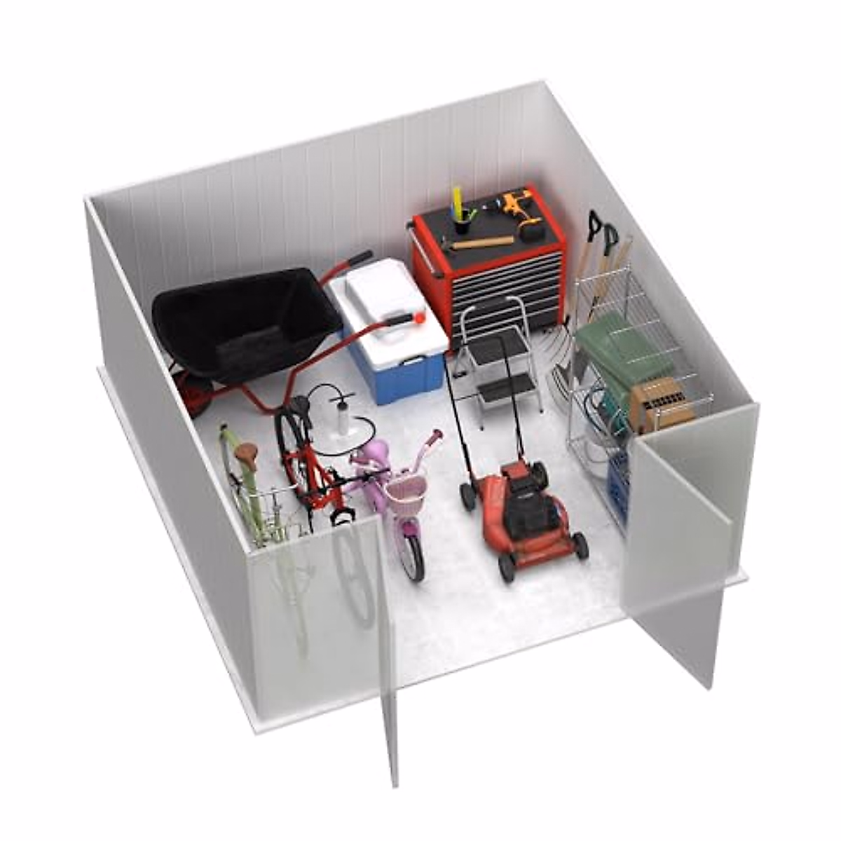 Absco Premier Storage Sheds, 10'x10' Metal Garage, DIY Backyard Shed, Utility Tool Storage, Weather & Wind Resistant Aluminum Panels & Steel Frame, Maintenance-Free, 12 Year Warranty, Surfmist White