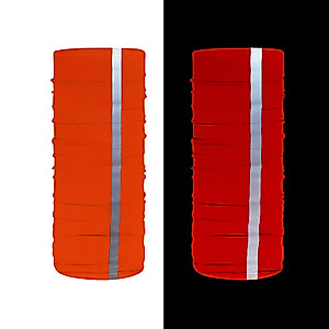 5 Pcs Reflective Bandana Face Mask Neck Gaiter, Scarf Headbands Balaclava Headwear Tube Windproof Seamless Face Cover (Orange)