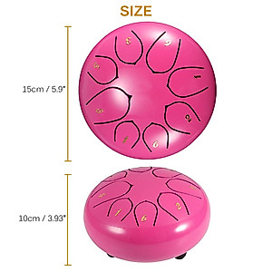 6-10 Inch Steel Tongue Drum Handpan Drum, Moontie Metal Hand Drum Kit Percussion Steel Drum Instrument with Mallets, Mallet Bracket,Tonic Sticker and Music Book