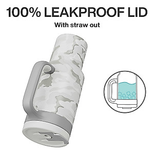 POWCAN 40 oz Camo Tumbler with Handle, 2-in-1 Straw and Sip Lid, Leakproof, Dishwasher Safe, Insulated Stainless Steel Travel Coffee Mug, Keeps Cold for 34 Hours, Car Cup Holder Fit (Clouded Aspen)