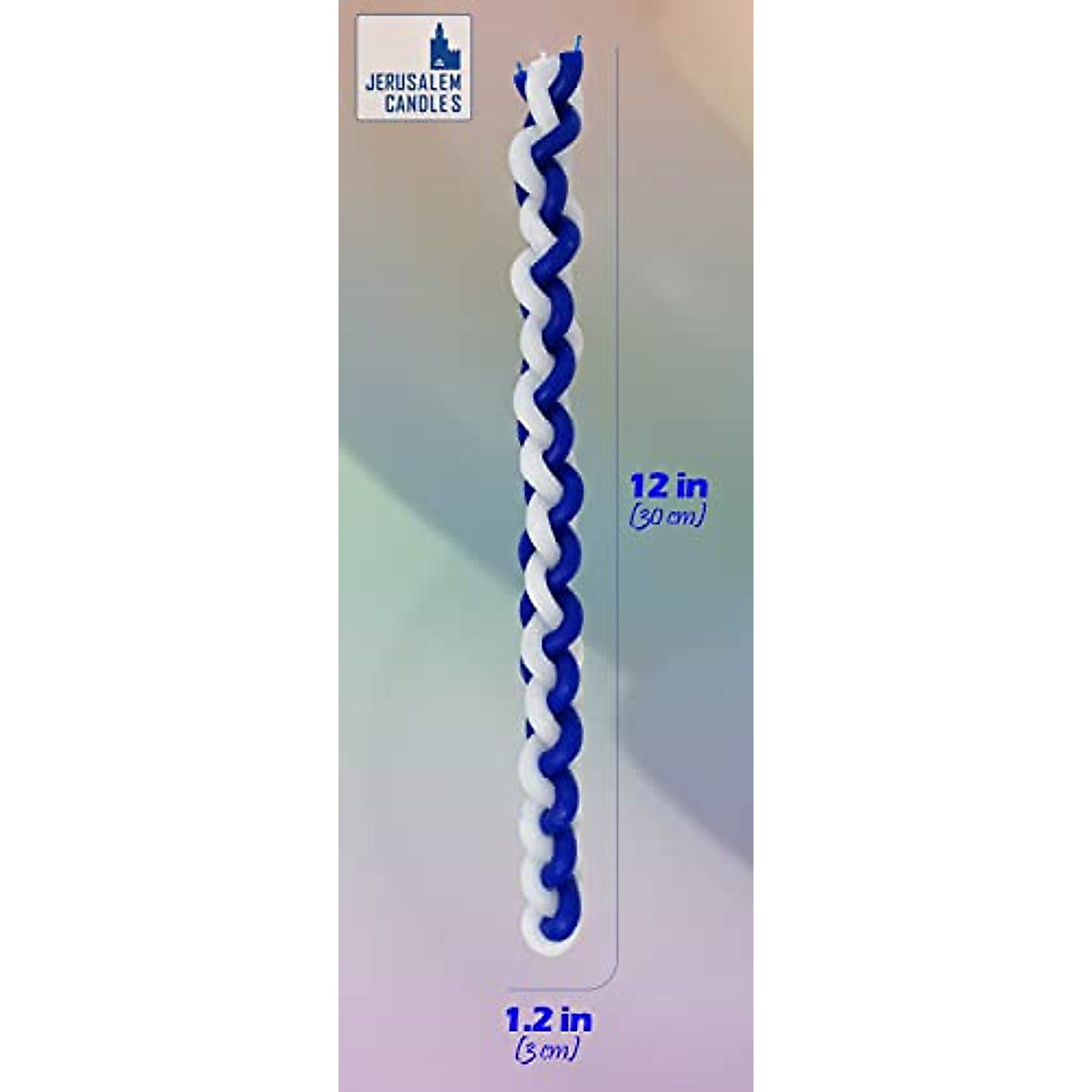 Jerusalem Candles Havdalah Candle - Braided Blue and White - Flat Havdallah Candles - 2 Pack