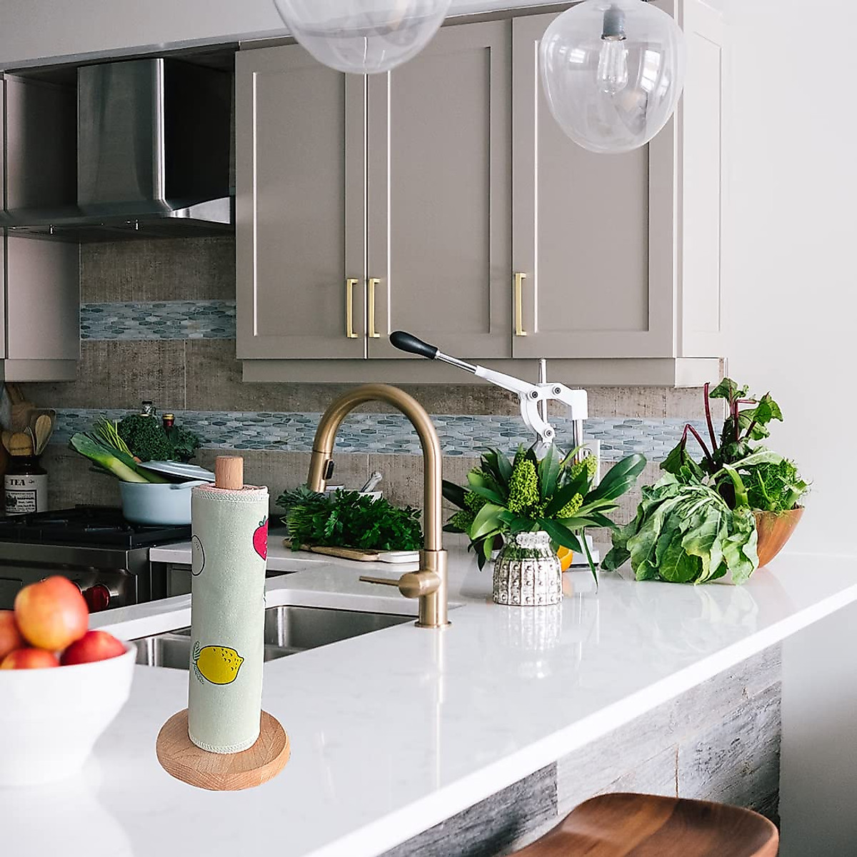 Bamiketty Reusable Paper Towels, Pack 15 Reusable Paper Towels with Durable Cardboard Roll, Cotton Flannel Towel Reusable Napkin, Zero Waste Washable Napkins, Super Soft Paperless Kitchen Cloth