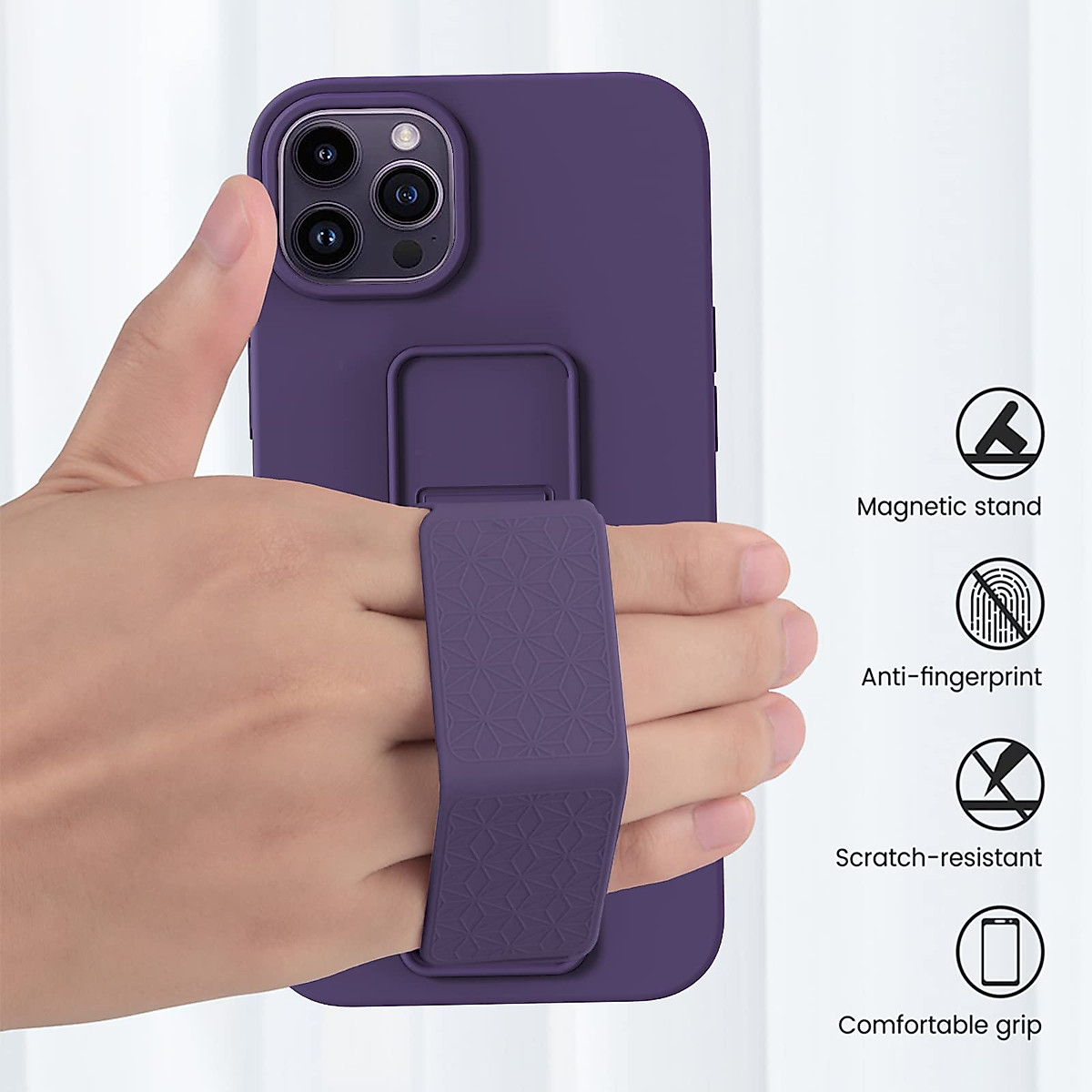 LAUDTEC Silicone Kickstand Case Compatible with iPhone 14 Pro Max, Flexible Soft Liquid Silicone Stand Case for iPhone 14 Pro Max (Deep Purple)