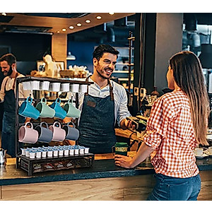 TQVAI Coffee Pods Drawer with Mug Hooks, 50 Capacity Coffee Pod Holder, Coffee Station Organizer for K Cups, Tea Bags, Espresso Capsule Coffee Creamer, Black/Archaize