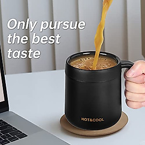 IDOKER Coffee Mug, Insulated Coffee Mug with Handle, Stainless Steel Coffee Mug with Lip, Reusable Insulated Mug, Coffee Tumbler Thermos, Tea Cups, 12OZ.