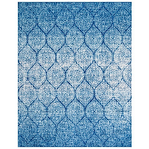 SAFAVIEH Madison Collection X-Large Area Rug - 12' x 15', Navy & Blue, Glam Ogee Trellis Distressed Design, Non-Shedding & Easy Care, Ideal for High Traffic Areas in Living Room, Bedroom (MAD604N)
