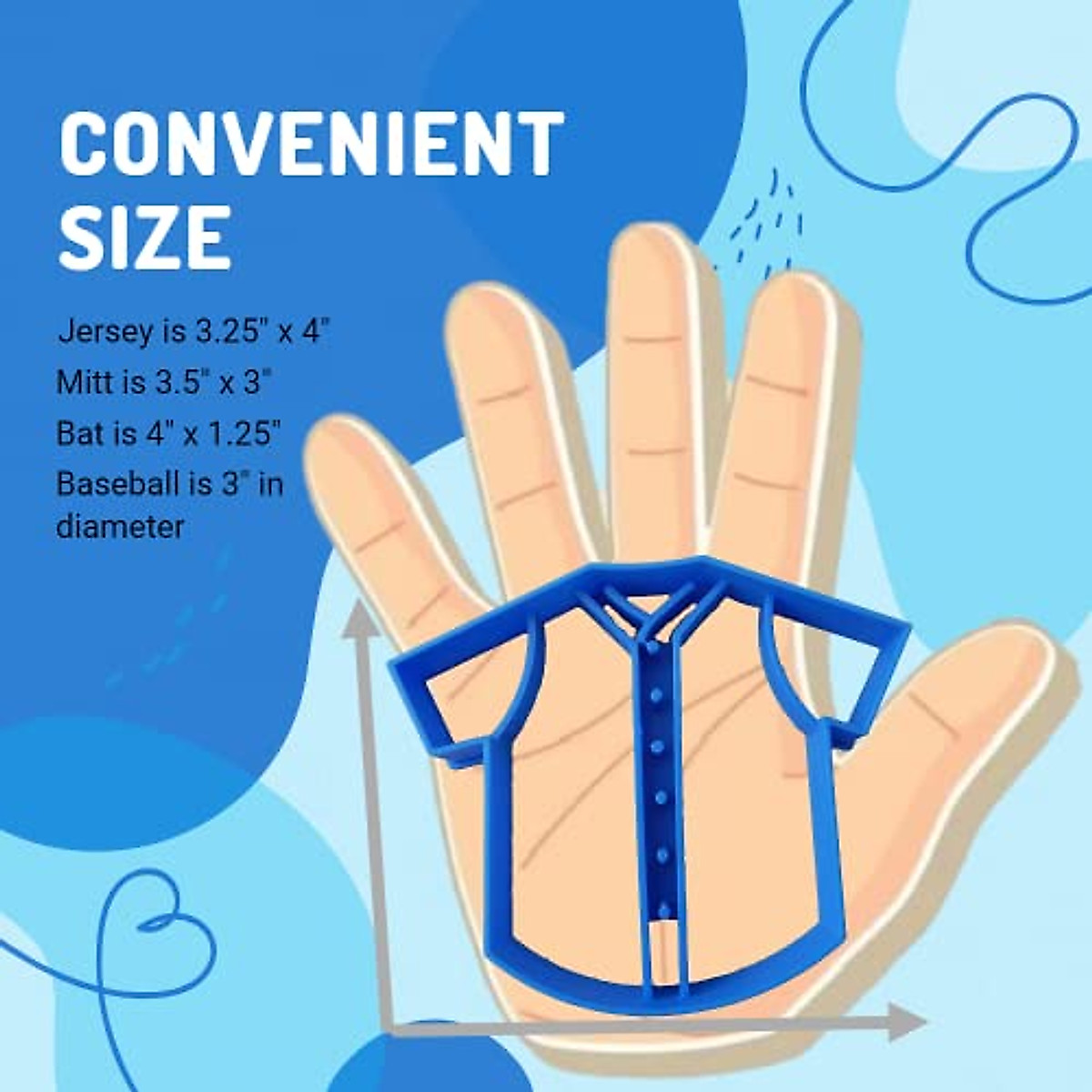 BAT COOKIE CUTTER WITH GLOVE BALL AND JERSEY American Sport Baseball Glove Mitt Game Bat And Jersey Uniform T-Shirt Cookie Cutters Made In The USA (4 Pack)