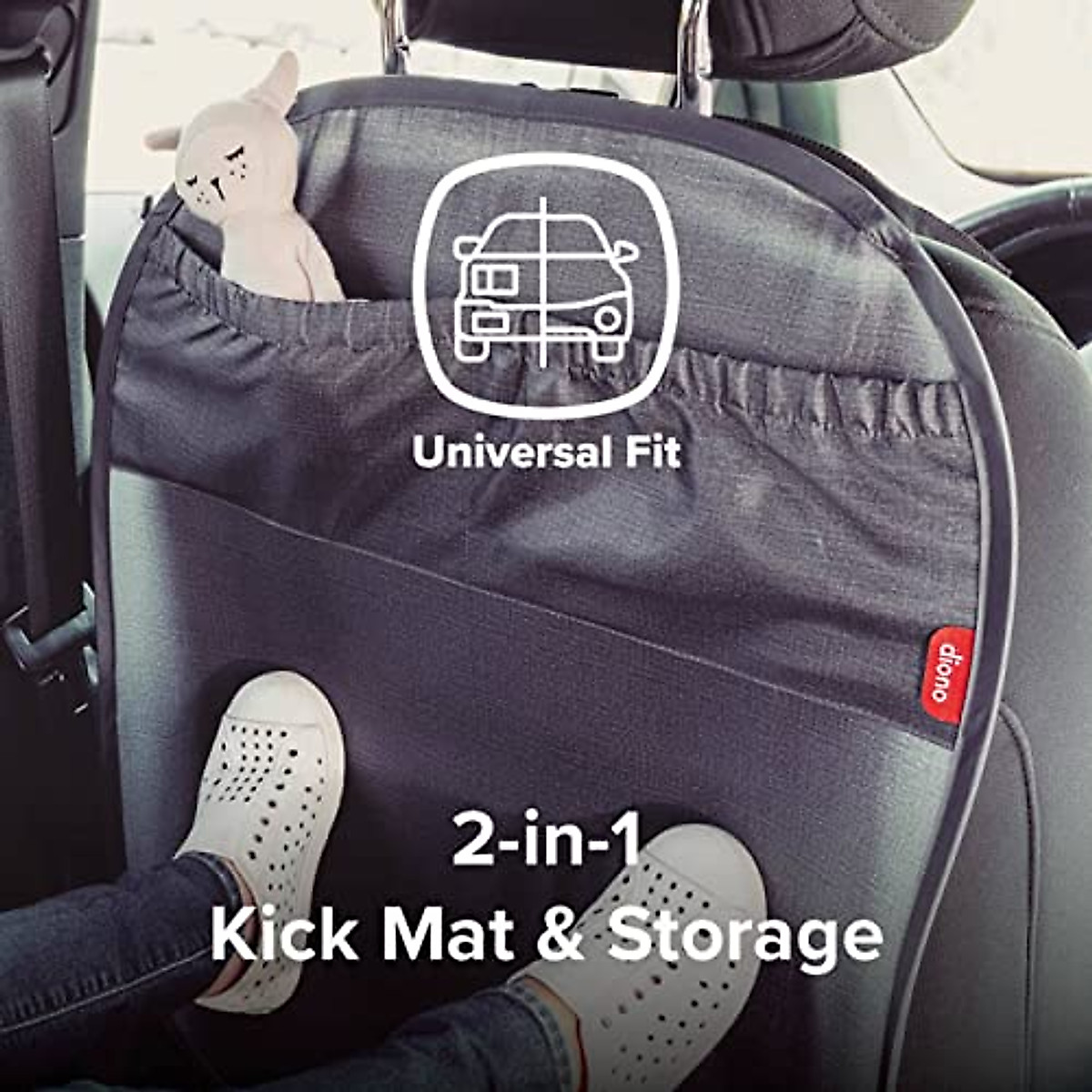 Diono Stuff 'N Scuff XL Kick Mat Back Seat Protector for Kids Feet with Storage Pocket, 100% Water Resistant for Protection of Your Upholstery from Dirt, Mud, Scratches, Gray