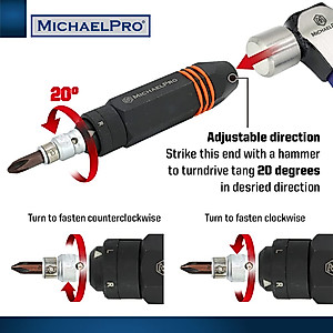 MichaelPro 3/8 Inch Drive Manual Impact Driver Set, Includes 11 Bits and 3/8” Bit Holder, 6-sided Enhanced Anti-Slip Grip, Heavy Duty