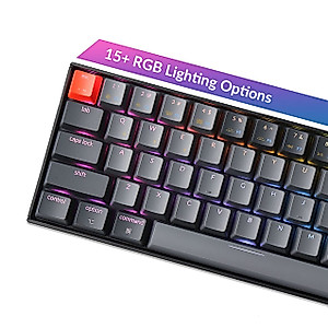 Keychron K6 Mechanical Keyboard 65% Compact 68 Key Wireless Gaming Keyboard, RGB Backlight Bluetooth 5.1/Wired Keyboard Compatible with Mac Windows, Gateron Brown Switch